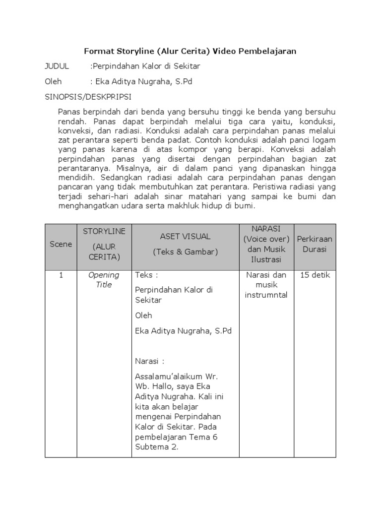 Format Storyline Video Pembelajaran | PDF
