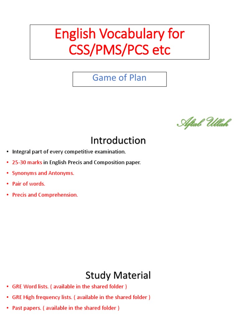 CSS Vocabulary Preparation Guide | PDF | Communication | Cognitive Science
