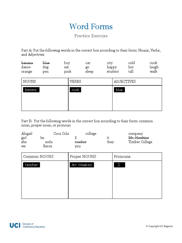 hylgDWV7QkSpYA1le1JE5A - C1M1L1 - Word Forms Practice Exercise | PDF