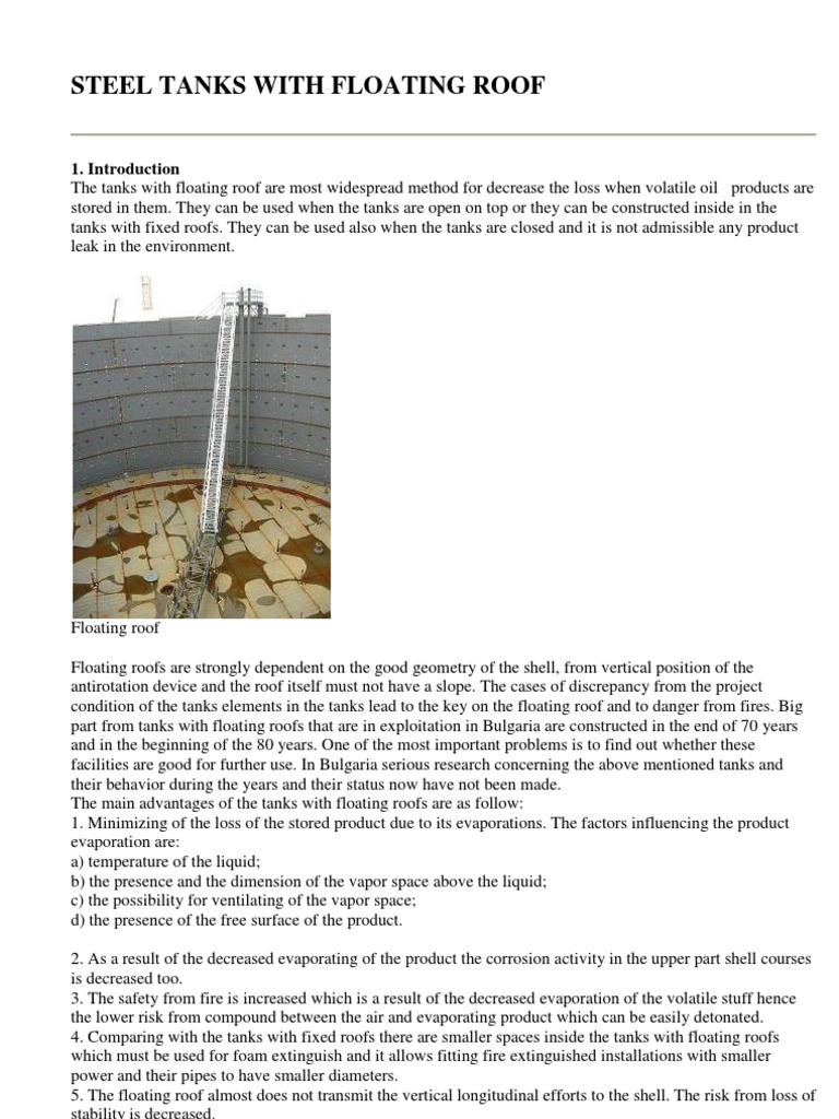 Floating Roof Tank Advantages and Design | PDF | Buoyancy | Roof