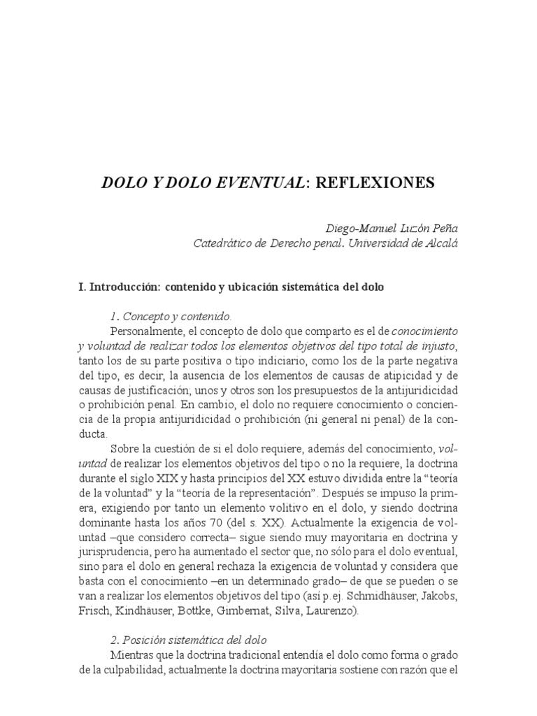 Dolo y Dolo Eventual | Intención (Derecho Penal) | Metafísica