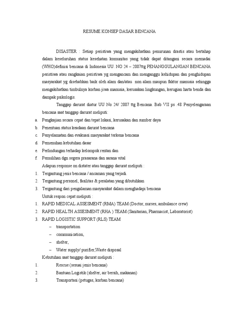 Resume Konsep Dasar Bencana | PDF