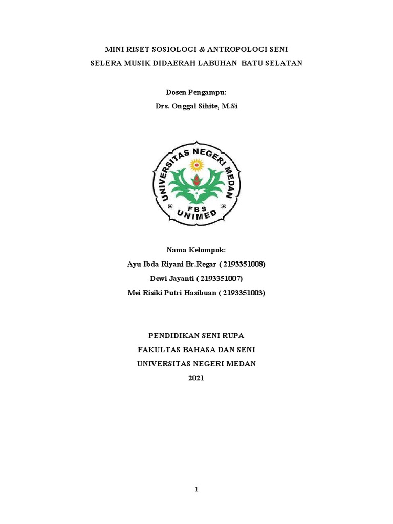 Mini Riset Sosiologi & Antropologi Seni | PDF