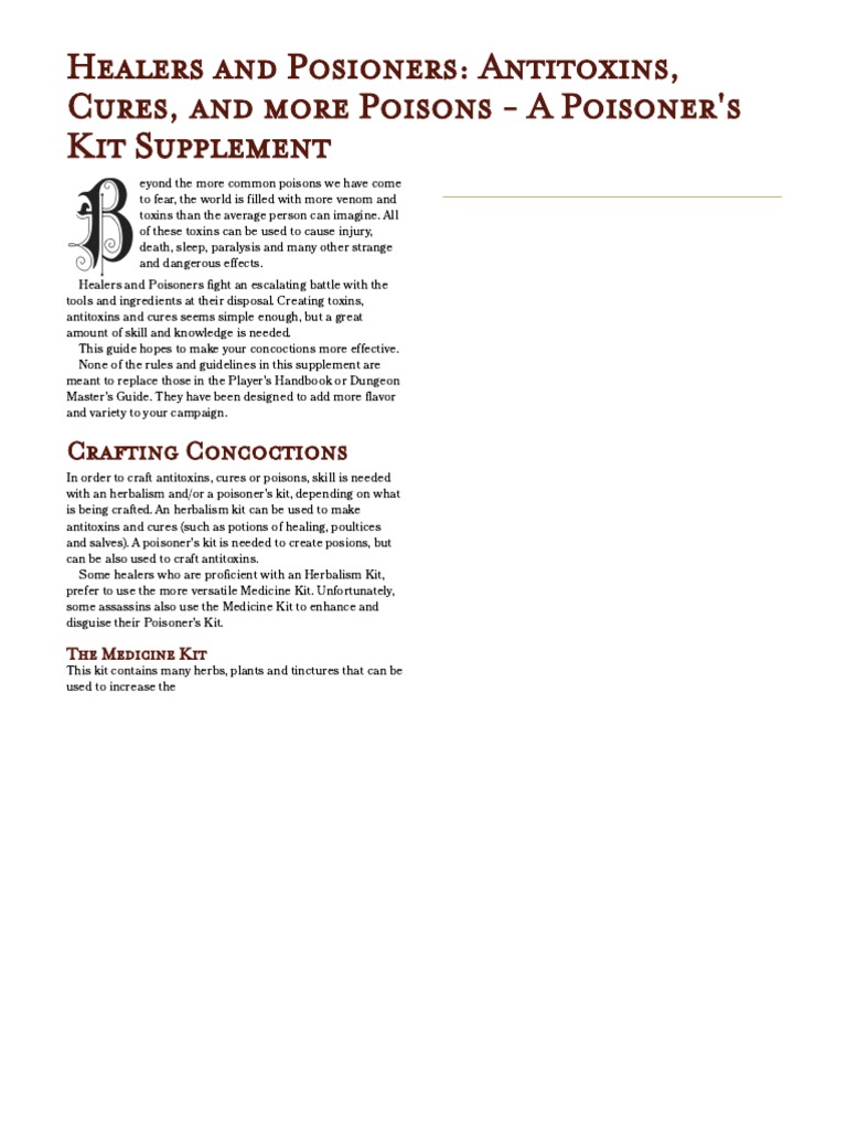 Healers and Posioners: Antitoxins, Cures, and More Poisons - A Poisoner ...