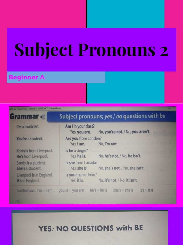 Subject Pronouns 2. Tarea | PDF