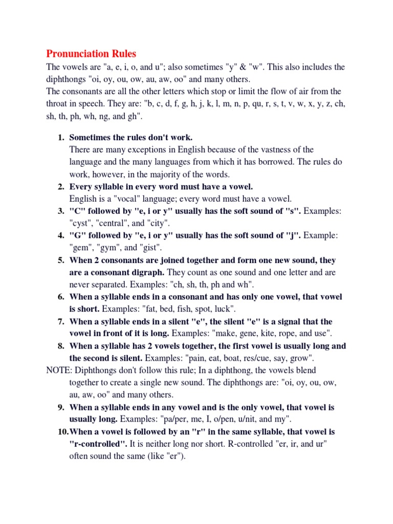 Pronounciation Rule | PDF | Stress (Linguistics) | Consonant