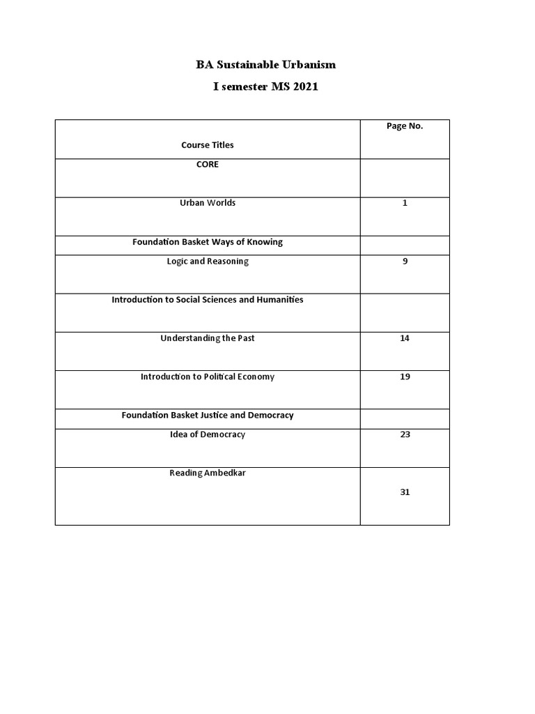 Ist Semester BASU Course Handbook | PDF | Social Sciences | Science