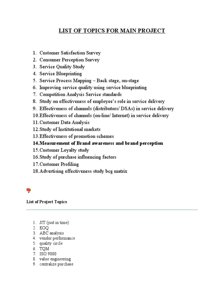 List of Topics For Main Project: 14.measurement of Brand Awareness and ...