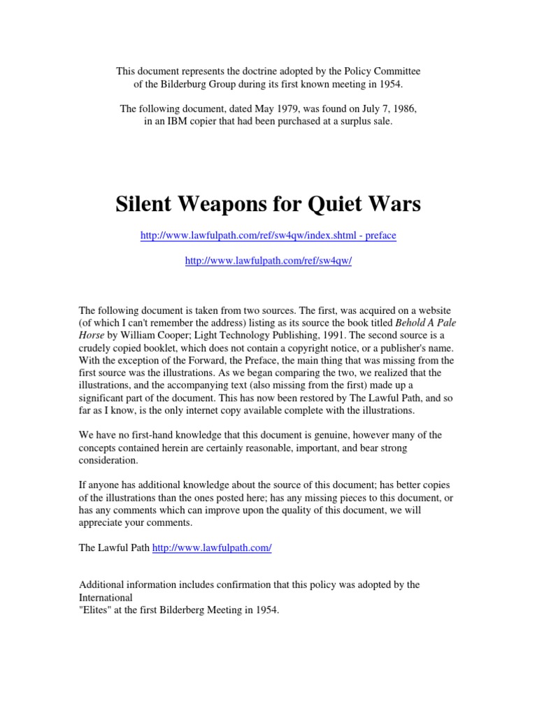 Silent Weapons For Quiet Wars: Horse by William Cooper Light Technology ...