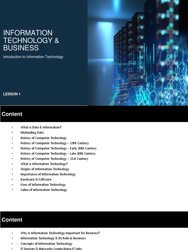 L1 Introduction To Information Technology | PDF | Information ...