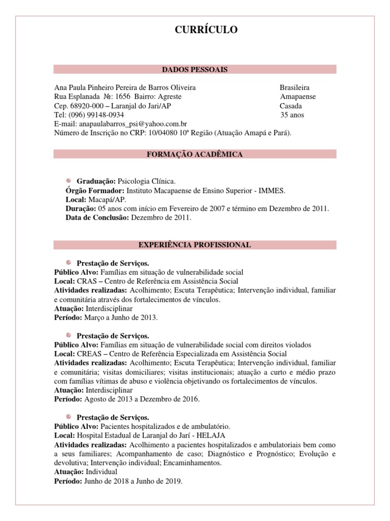 Currículo Ana Paula 2021 | PDF