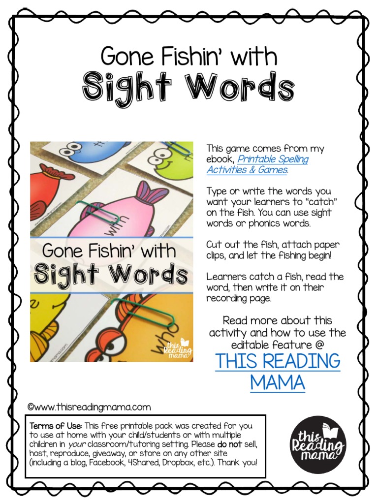Sight Words: Gone Fishin' With | PDF | Communication | Learning