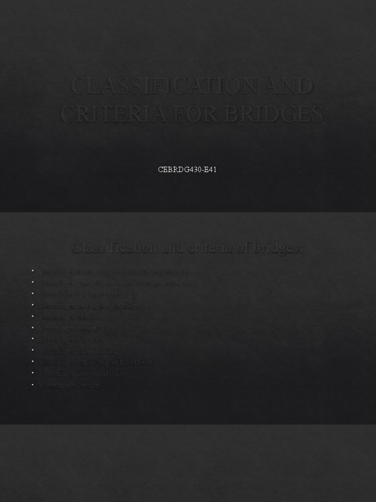 Classification and Criteria For Bridges | PDF | Bridge | Beam (Structure)