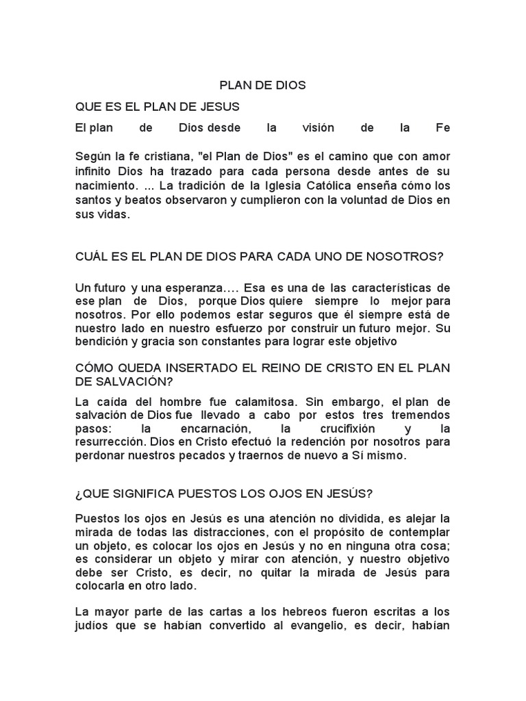 Plan de Dios | PDF | Jesús | Salvación