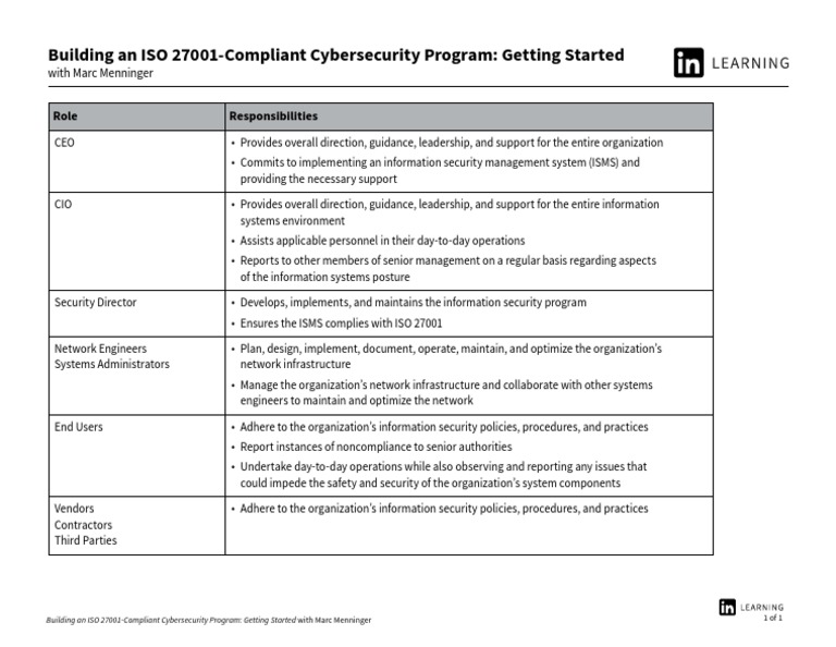 Example Roles and Responsibilities Matrix | PDF | Information Security ...