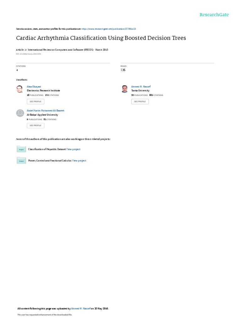 Cardiac Arrhythmia Classification Using Boosted Decision Trees | PDF ...