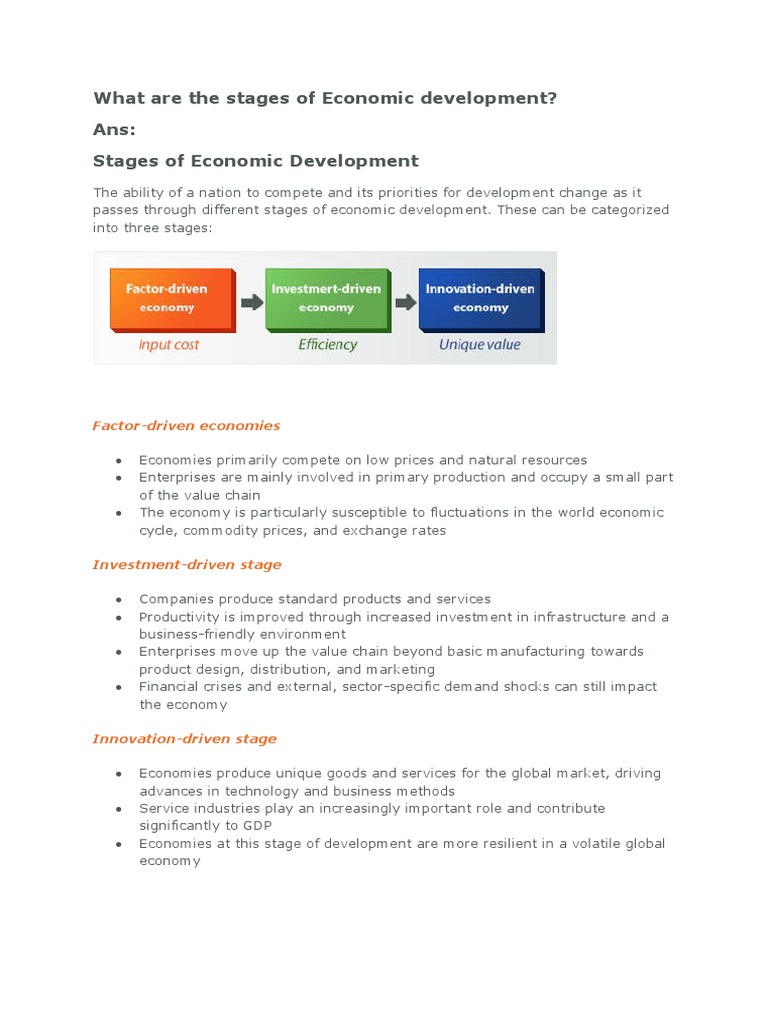 What Are The Stages of Economic Development | PDF
