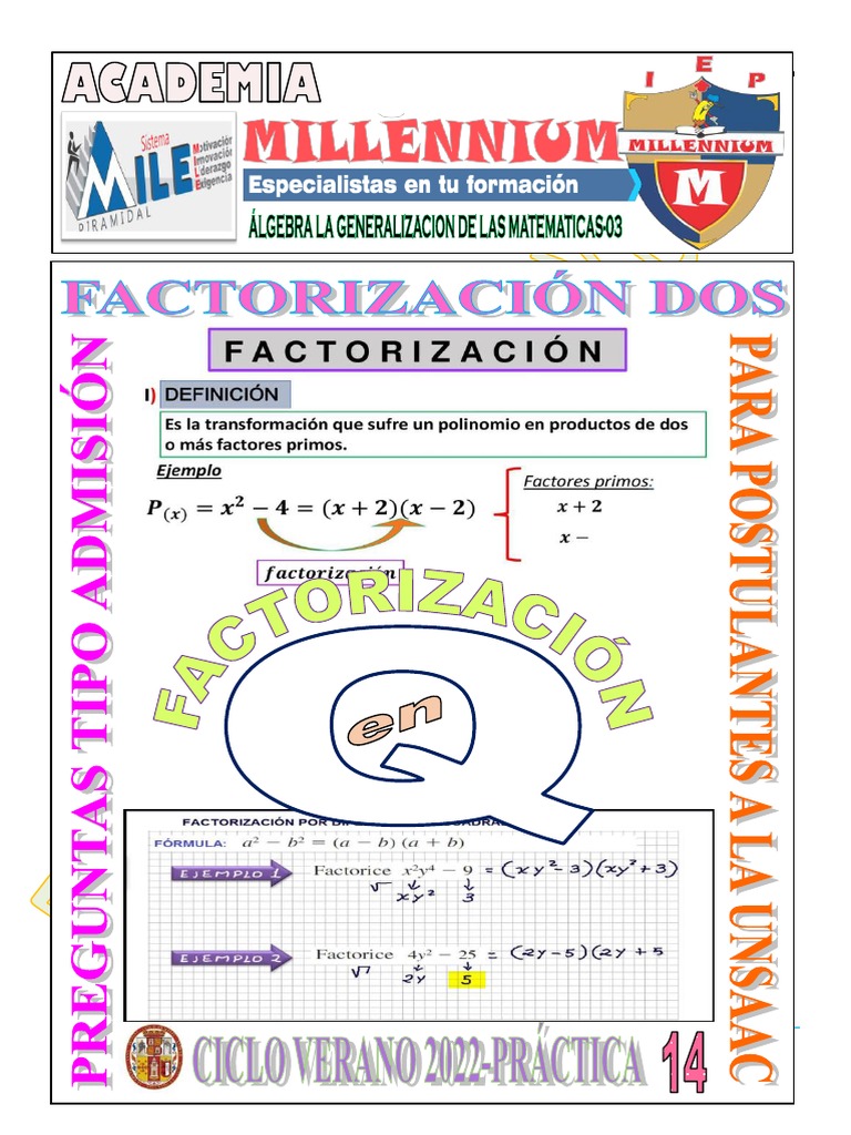 Factorizaci'on Dos | PDF | Factorización | Matemática Elemental