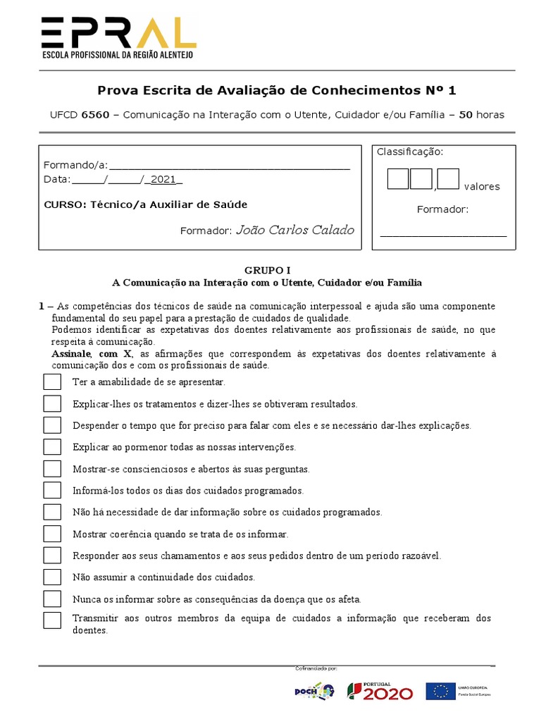 UFCD 6560 Teste2 | PDF | Comunicação | Emoções