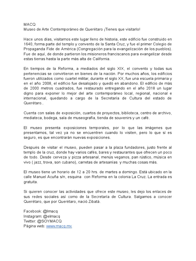 MACQ Museo de Arte Contemporaneo de Querétaro | PDF