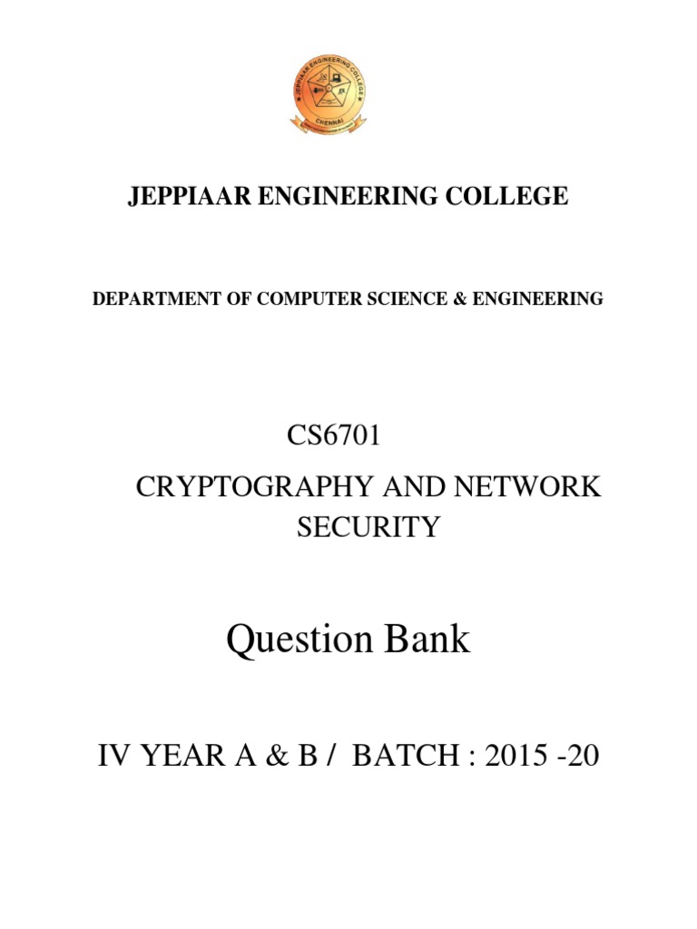 CS6701 Cryptography Q-Bank | PDF | Cryptography | Public Key Cryptography