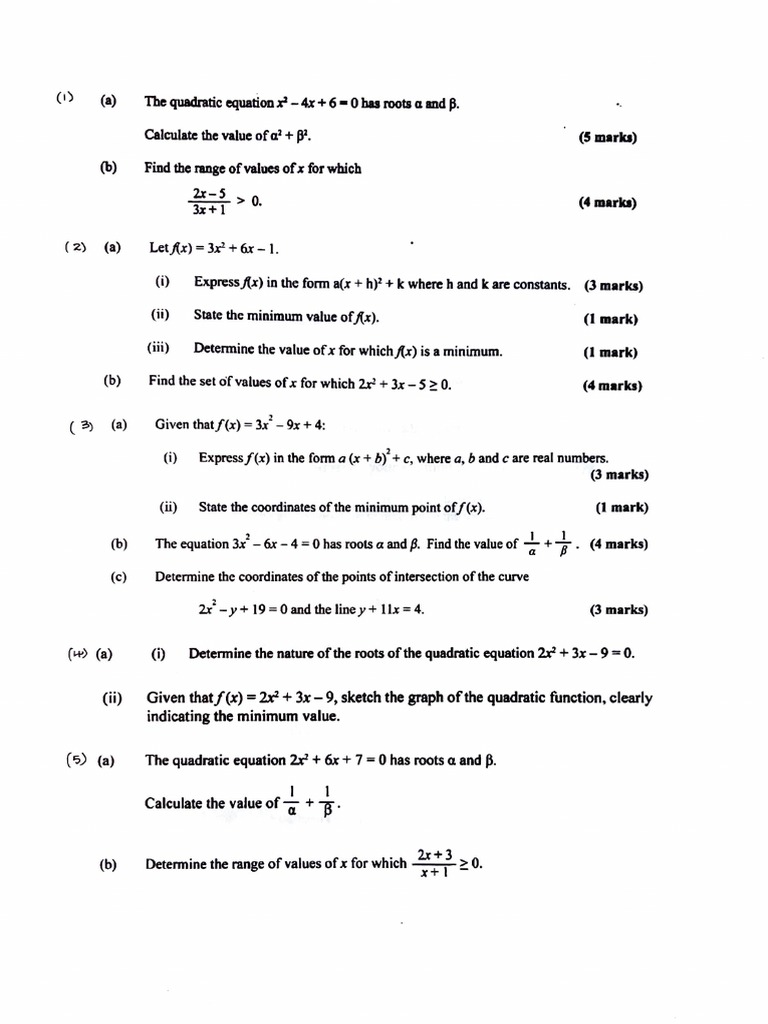 Csec Quadratic Add Math Questions | PDF | Quadratic Equation ...