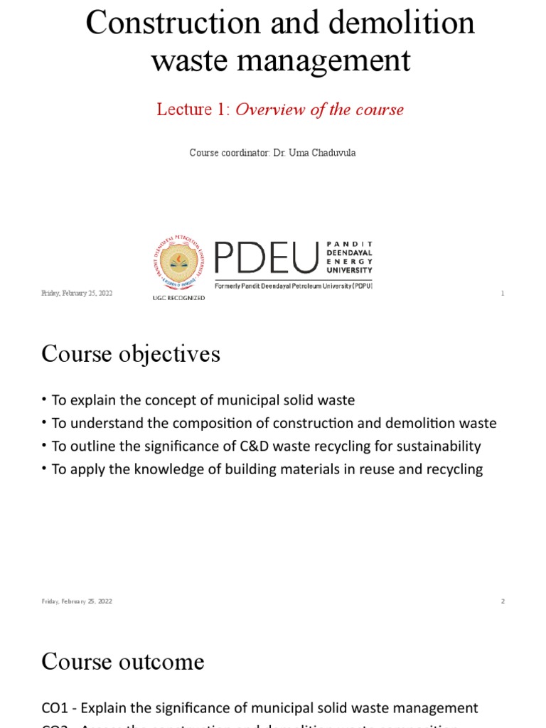 Construction and Demolition Waste Management | PDF | Municipal Solid ...