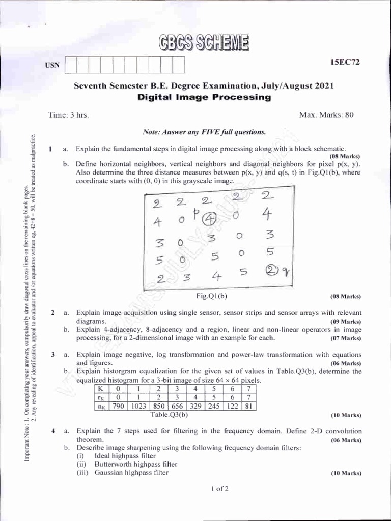 VTU Question Paper With Solution of 15EC72 Digital Image Processing Aug ...