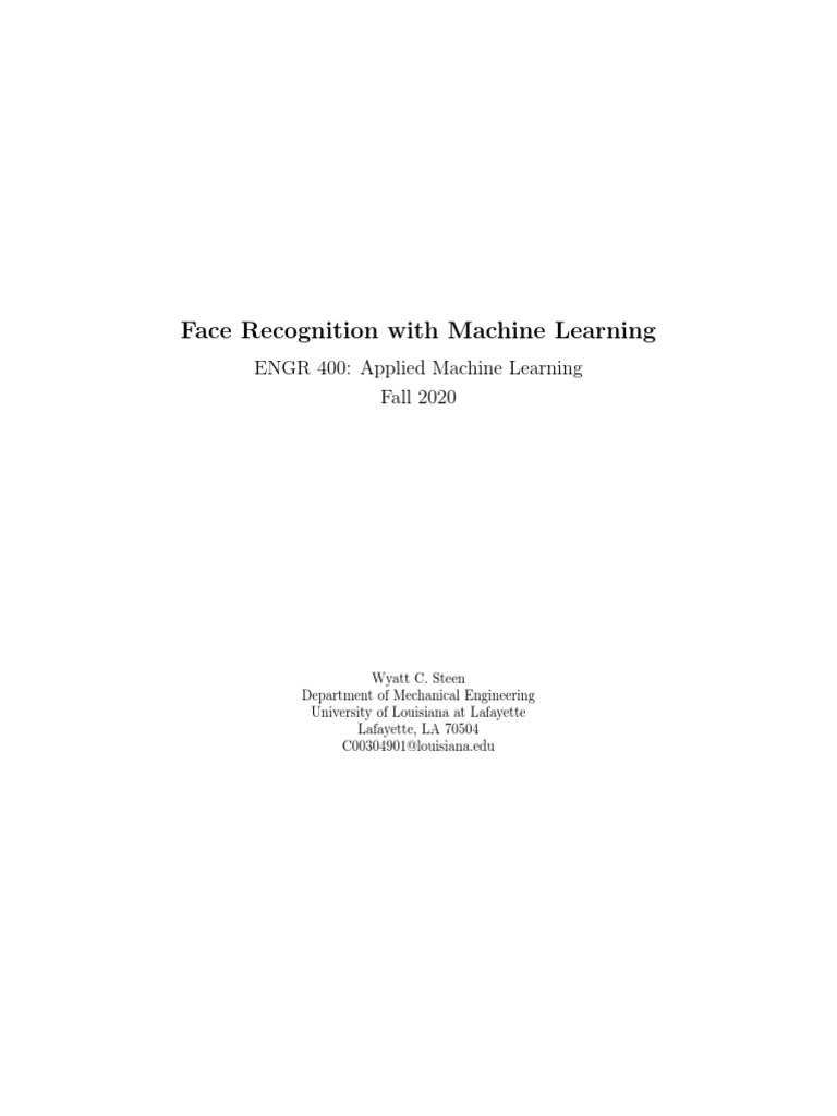 Face Recognition With Machine Learning | PDF | Machine Learning ...