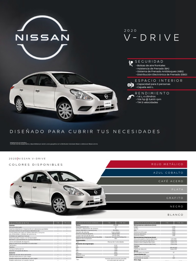 Especificaciones Nissan V-Drive 2020 | PDF | Sistema de freno ...