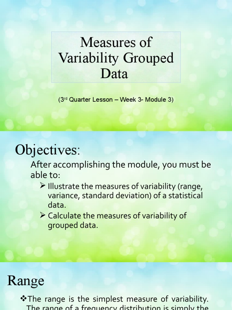 Measures of Variability GROUPED DATA | PDF | Variance | Standard Deviation