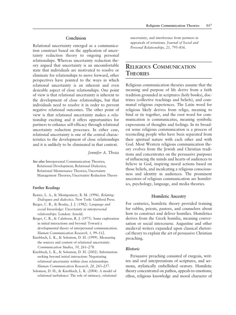 (Littlejohn, Foss) Religious Communication Theories From Encyclopedia ...