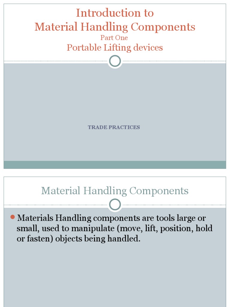 Introduction To Materials Handling | PDF | Crane (Machine) | Tools