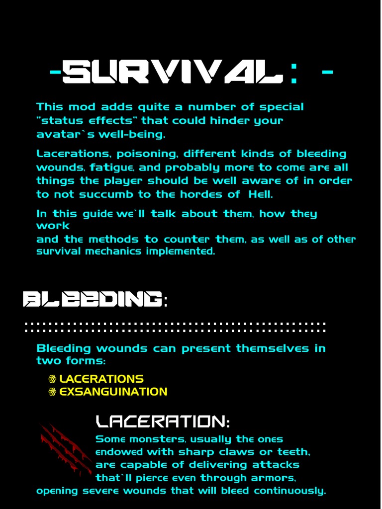 SURVIVAL and Status Effects | PDF | Wound