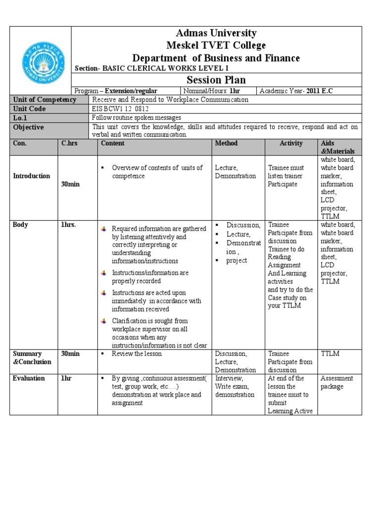 Received and Respond Workplace Communication | PDF | Lecture ...