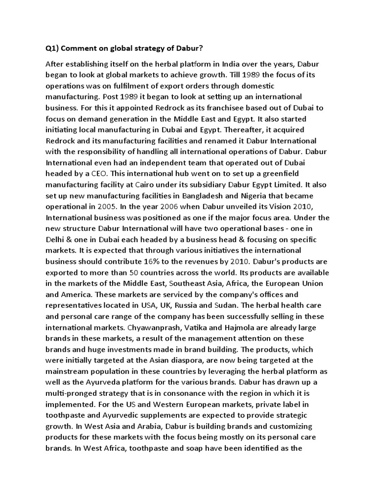 Dabur Case Study | Download Free PDF | Brand | Ayurveda