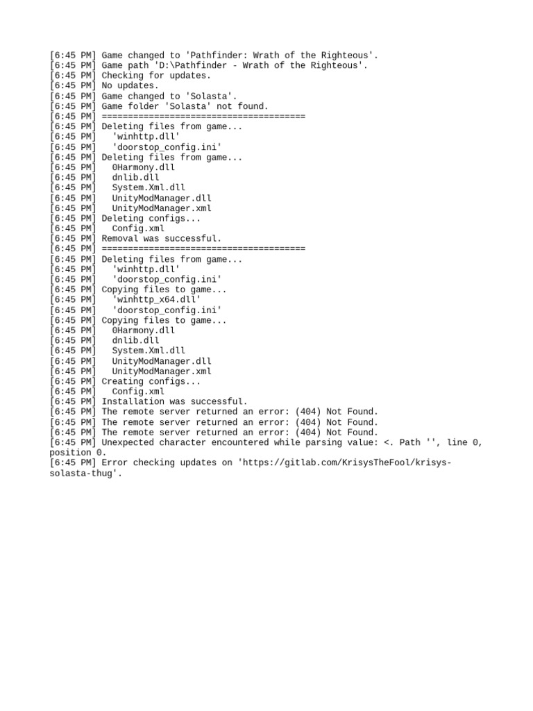 Unique Log For Unity Mod Solasta | PDF