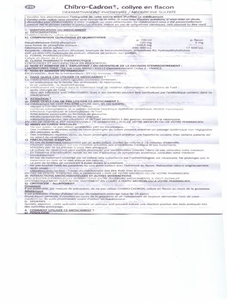 Notice Chibro-Cadron 100mg 350000ui 100ml Colly. FL 5ml | PDF ...