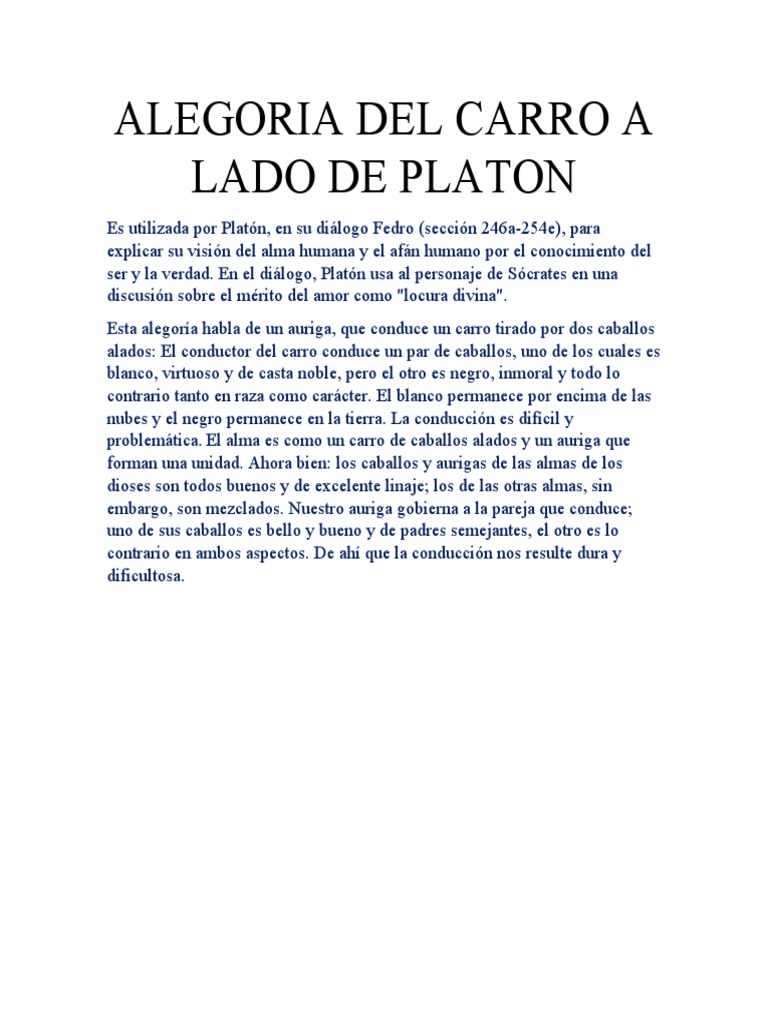 Alegoria Del Carro A Lado de Platon | PDF