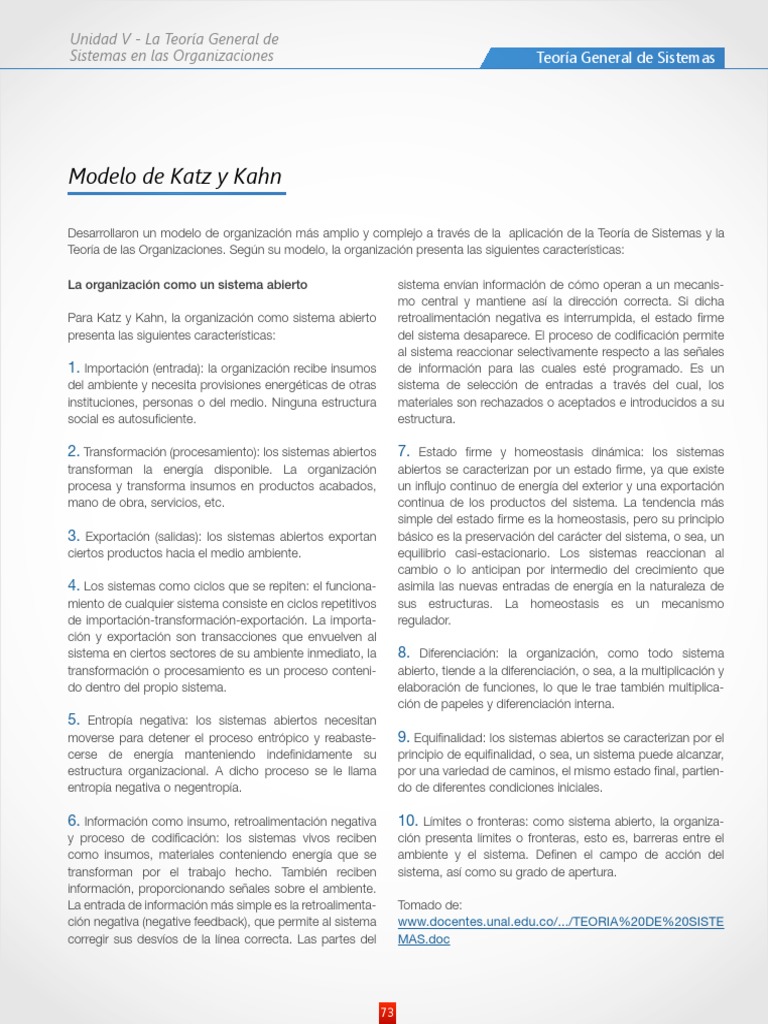 Modelo Katz y Kahn | PDF | Sistema | Realimentación