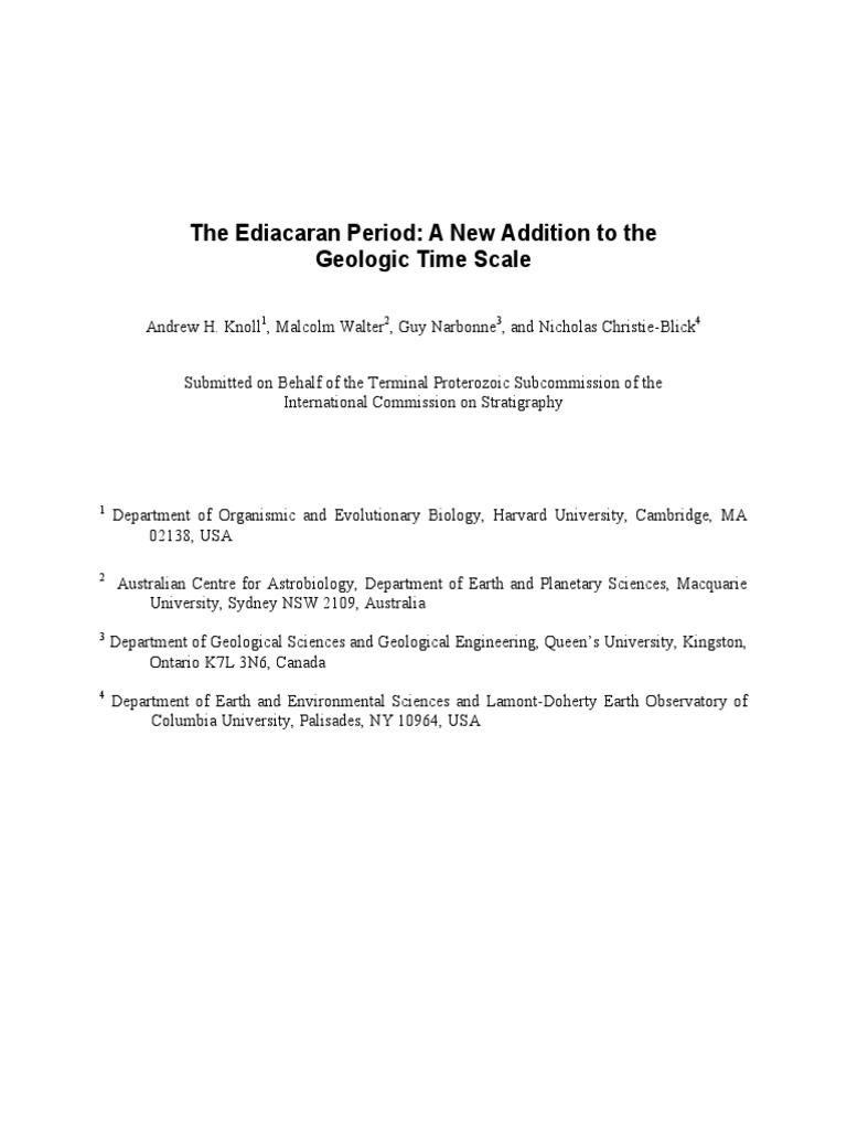 Knoll - Et - Al - 2004a Report To Formalize The Ediacaran Period | PDF ...
