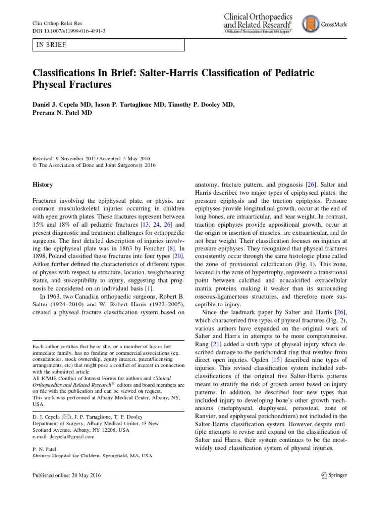 Classifications in Brief - Salter-Harris Classification of Pediatric ...