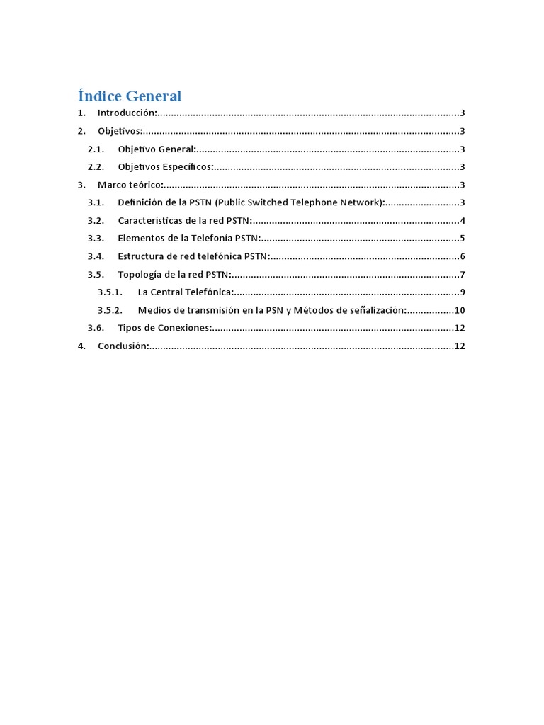 Informe de Telefonía PSTN | PDF | Red Telefónica Conmutada ...