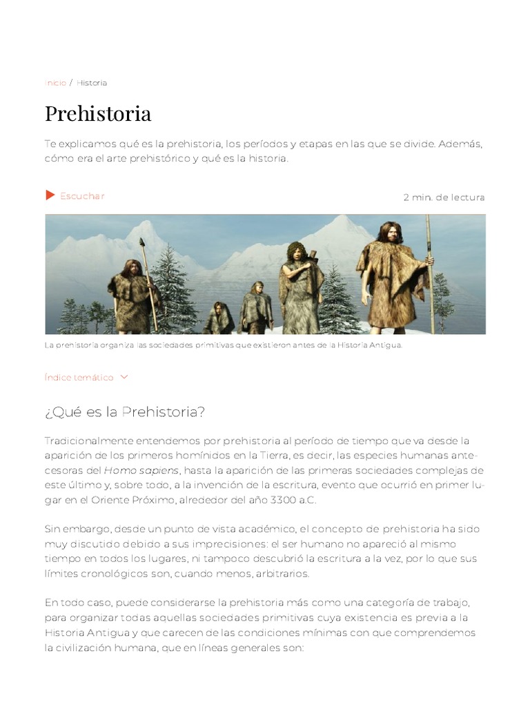 Prehistoria - Concepto, Períodos y Etapas, La Historia | PDF | Edad de ...