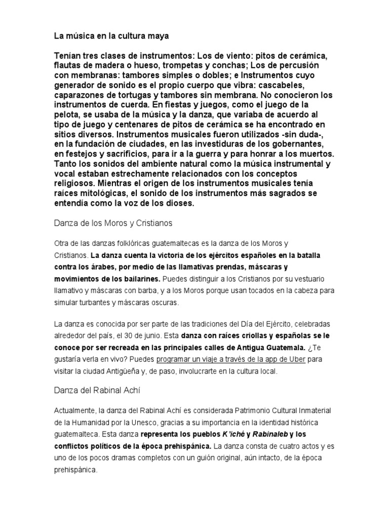 La rica herencia musical de los pueblos mayas y garífunas | PDF