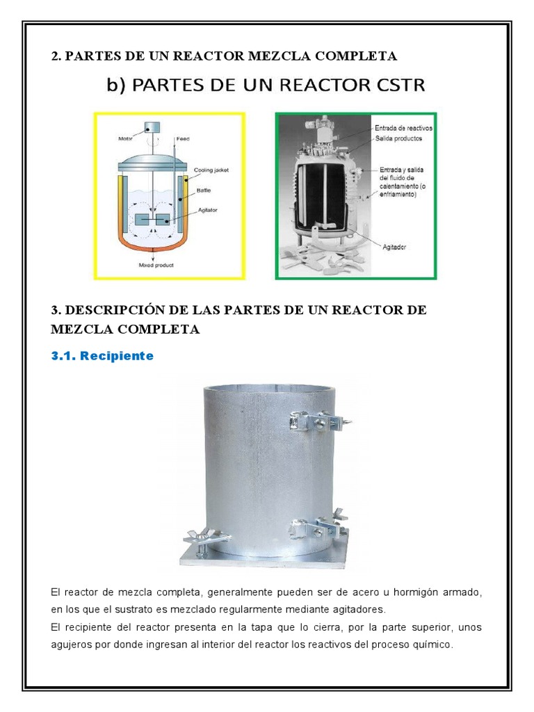 Partes de Un Reactor Mezcla Completa | PDF | Motor a reacción | Líquidos