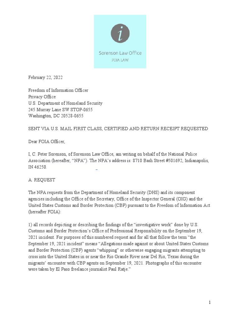 Npa CBP Request | Download Free PDF | Freedom Of Information Act ...