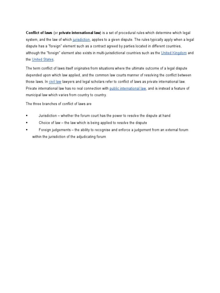 Conflict of Laws Intro | PDF | Law