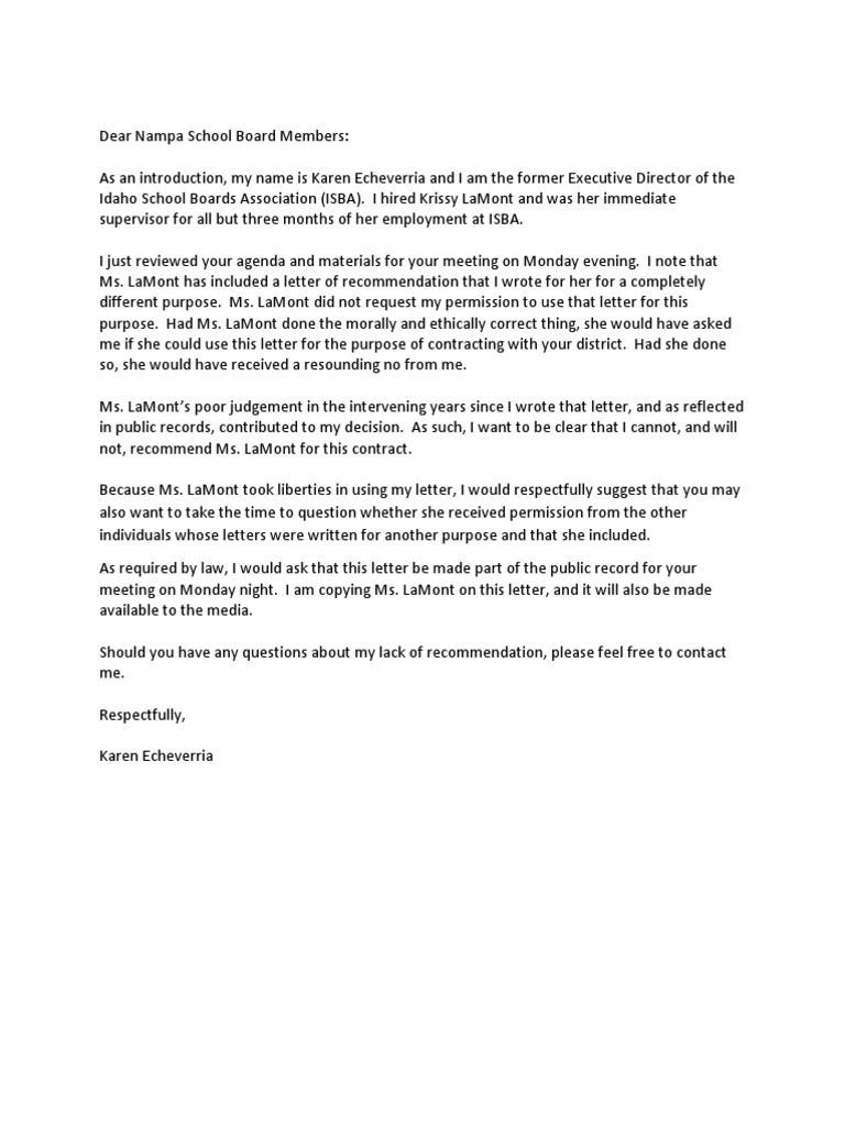 Lamont Non-Recommendation Letter | PDF