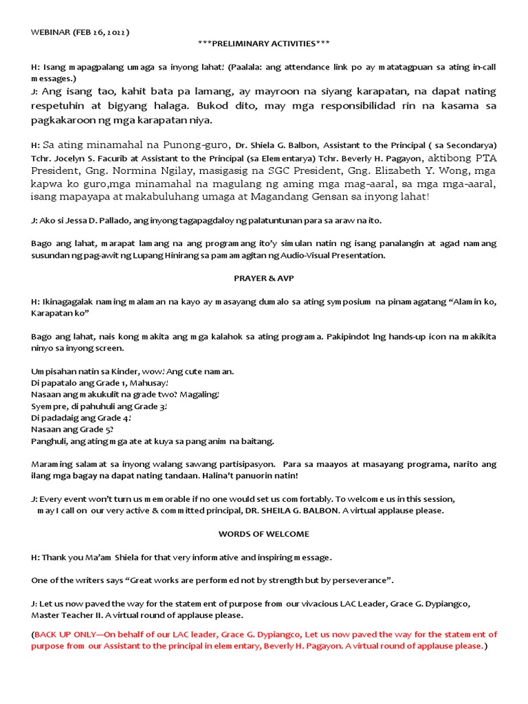 Final Lac Session 4 Script | PDF